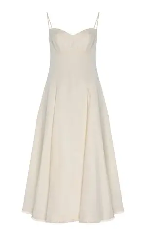 Simkhai Analise Linen-blend Bustier Midi Dress - White