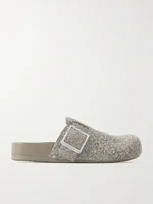 Loewe Ease Buckled Brushed-suede Clogs - Gray
