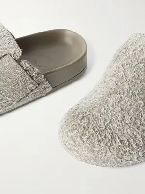 Loewe Ease Buckled Brushed-suede Clogs - Gray