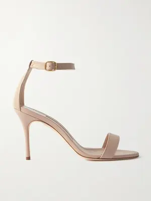 Manolo Blahnik Chaos 90 Leather Sandals - Neutrals