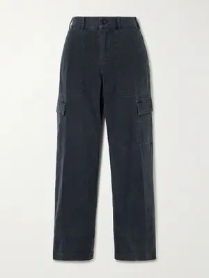 JAMES PERSE Herringbone Cotton-blend Cargo Trousers - Blue