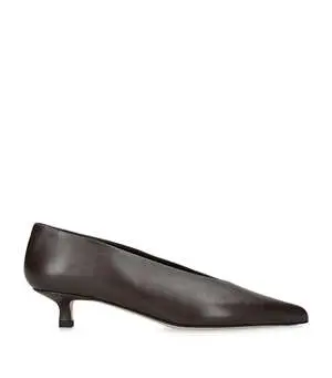 AeydĒ Clara Leather Kitten Heel Pumps - Brown