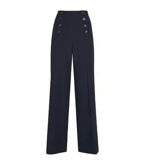 Claudie Pierlot Button-detailed High-waisted Straight Leg Trousers - Blue