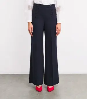 Claudie Pierlot Button-detailed High-waisted Straight Leg Trousers