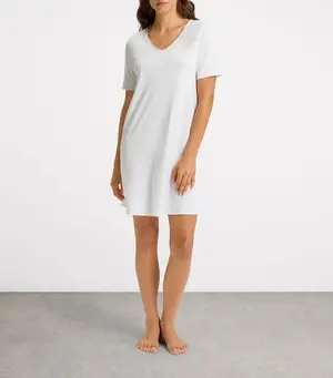 Hanro Short-sleeve Cotton Silk Nightdress