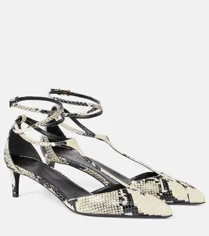 Khaite Mia 45 Snake-effect Leather Pumps - White
