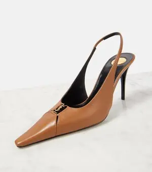 Saint Laurent Babylone Breteuil 90 Leather Slingback Pumps - Brown