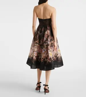Zimmermann Illuminate Draped Linen And Cotton Midi Dress