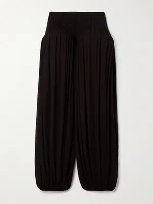 Alaïa Pleated Crepe Balloon Trousers - Brown