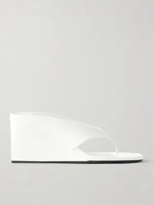 Alaïa Satin Wedge Sandals - White