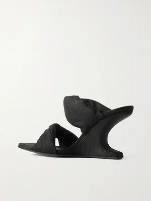 Rick Owens Twisted Suede Wedge Mules - Black