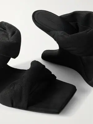 Rick Owens Twisted Suede Wedge Mules - Black