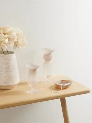 Brunello Cucinelli Set Of Two Murano Glass Candle Sticks