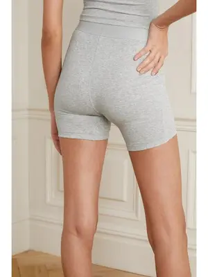 SKIMS Cotton Collection Ribbed Cotton-blend Jersey Boxer Shorts - Gray