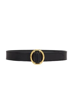 Saint Laurent Leather Belt With Gold-tone Buckle - Nero