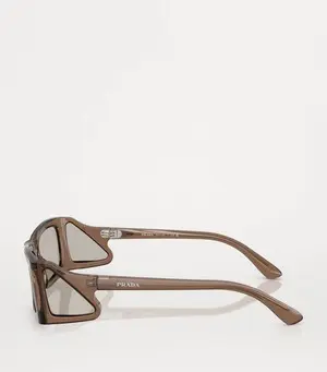 Prada Acetate Rectangle Sunglasses - Brown