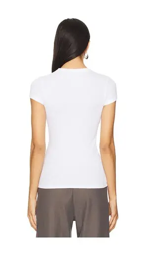 Enza Costa Cap Sleeve Crew Tee - White