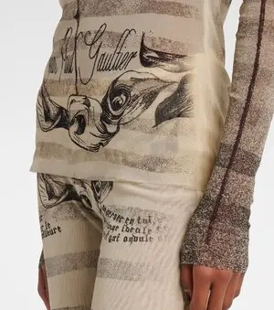 JEAN PAUL GAULTIER Striped Printed Mesh Top