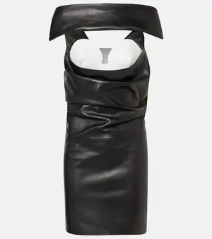 JEAN PAUL GAULTIER Cutout Draped Leather Dress - Black