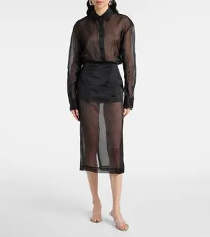 THE FRANKIE SHOP Peri Sheer Silk-blend Shirt