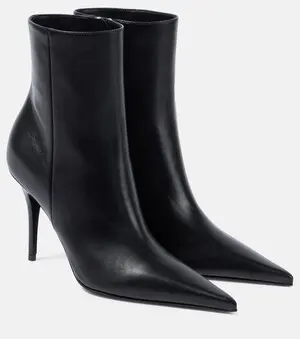 Amina Muaddi Barbara 90 Leather Boots - Black