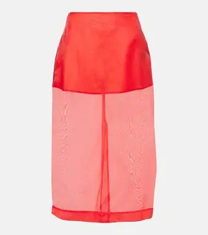 THE FRANKIE SHOP The Frankie Shop Peri Sheer Silk-Blend Midi Skirt Red