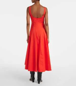 Staud Cotton Poplin Midi Dress - Red
