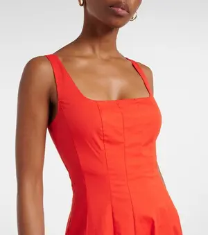 Staud Cotton Poplin Midi Dress - Red