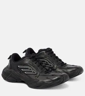 Balenciaga Leather Lace-up Sneakers - Black