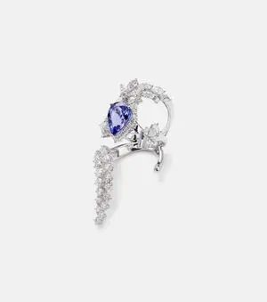 Yeprem 18kt White Gold Ring With Diamonds And Tanzanite - Silver