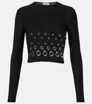Rabanne Embellished Long-sleeve Top - Black