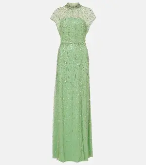 Jenny Packham Embellished Gown - Green