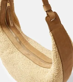 Khaite Augustina Raffia Shoulder Bag With Suede Trim