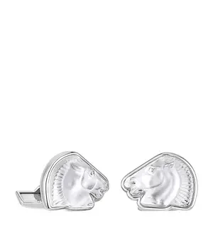 Lalique Crystal Cheval Cufflinks - Clear
