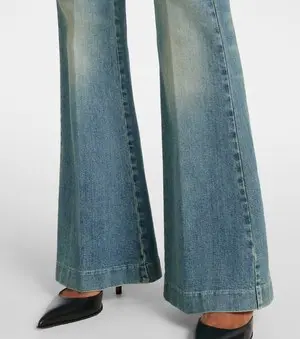 Alexander McQueen Faded Flared Jeans In Stone Wash