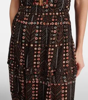 MARANT ETOILE Diya Printed Tiered Cotton Maxi Skirt - Black