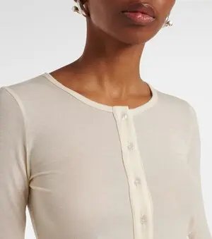 AGOLDE Faustine Henley Shirt In Oat Milk - White