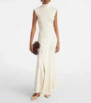 Victoria Beckham Leather-trimmed Raffia Slingback Flats - Neutrals