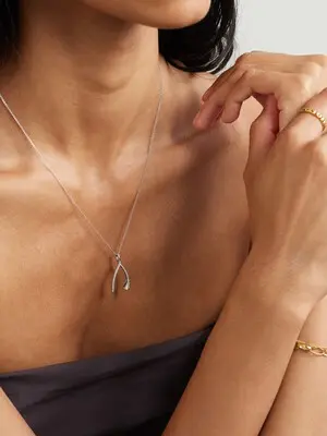 JENNIFER MEYER 18-karat White Gold Diamond Wishbone Necklace
