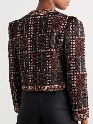 MARANT ETOILE Embellished Quilted Printed Cotton-voile Jacket