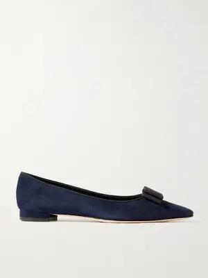 Manolo Blahnik Reador 10 Suede Flats