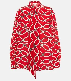 Valentino Garavani Chain Print Silk Blouse