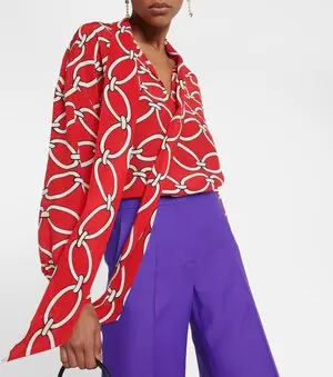 Valentino Garavani Chain Print Silk Blouse