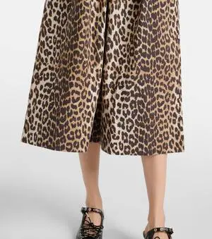 GANNI Leopard Print Cotton Midi Dress - Multicoloured