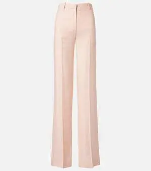 Loro Piana Goldie Linen And Wool Straight Trousers - Pink