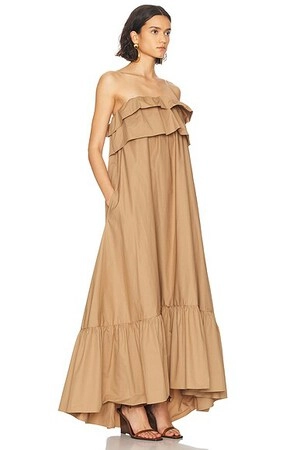 Saint Laurent Strapless Maxi Dress With Ruffled Detail