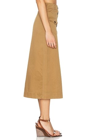 Saint Laurent Button-down Midi Skirt - Chatain