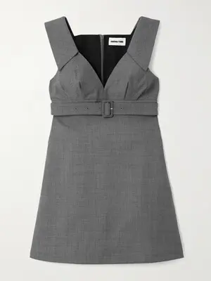 SHUSHU/TONG Belted Woven Mini Dress - Gray