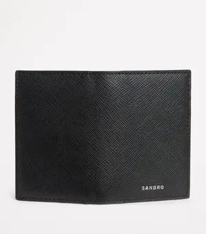 Sandro Reconstituted Leather Bifold Card Holder - Black