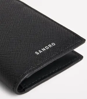 Sandro Reconstituted Leather Bifold Card Holder - Black